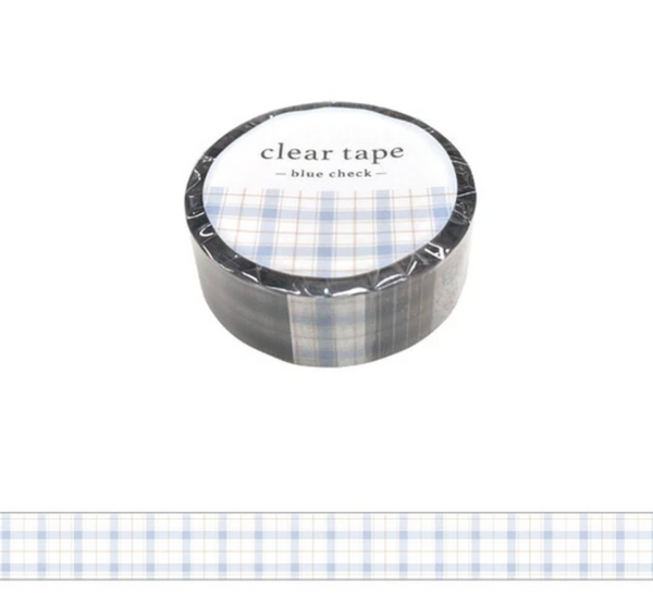 Blue Check 15mm Clear Tape – The Cozy Journal